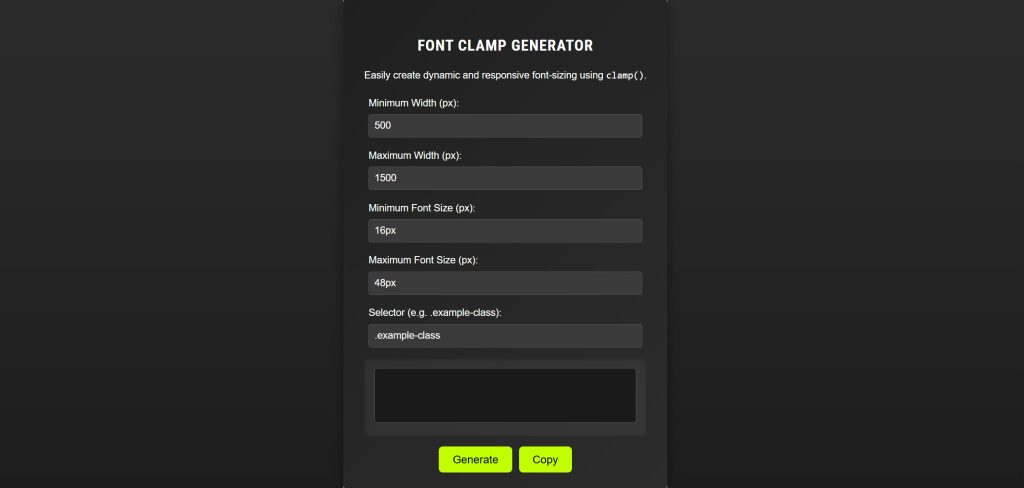 Font Clamp Generator | BD Libraries